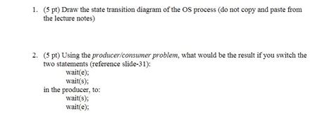 Solved Pt Draw The State Transition Diagram Of The OS Chegg