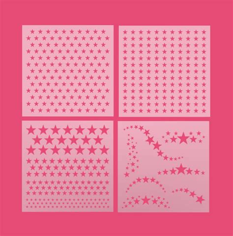 Star Pattern Stencil Starrynight Magic Set Of 4 Celestial Pattern