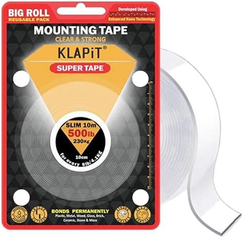 KLAPiT Super Tape Holds 230KG Clear Waterproof Double Sided Mounting