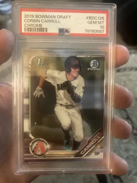 2019 Bowman Draft Corbin Carroll 1ère Perspective Chrome Bdc125 Psa 10