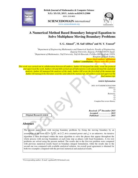pdf a numerical method based boundary integral equation to solve