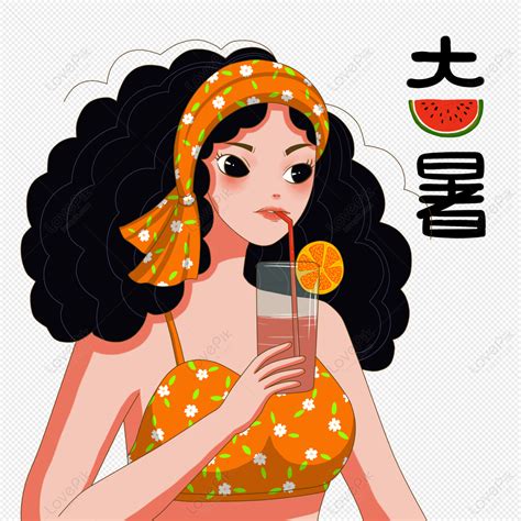 주스를 마시는 여자 Png 일러스트 무료 다운로드 Lovepik