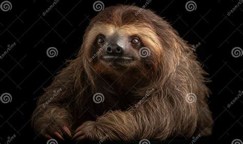 A Beautiful Photograph Of The Pygmy Three Toed Sloth Stock Illustration