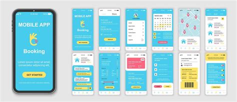 Booking Mobile App Interface Screens Template Set Account Login