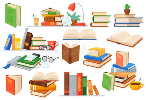 Libros De Texto De Pilas De Dibujos Animados Pila Libros Escolares