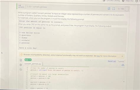 Solved LABACTIVITY2 20 1 ConvertpenniesWrite A Program Chegg Com