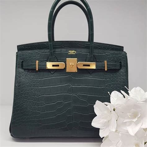 New Vert Fonce Matte Alligator Birkin 30 Ghw C Stamp Full Set With Original Receipt Available