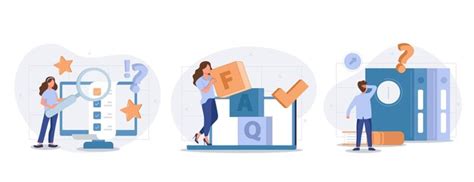 자주 묻는 질문과 헬프데스크 일러스트레이션 세트 프리미엄 벡터