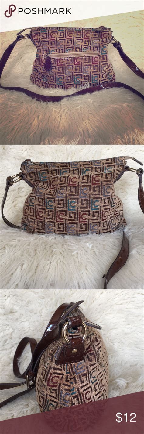 Liz Claiborne Monogrammed Cloth Purse With Adjustable Strap