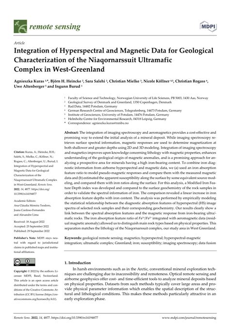 Pdf Integration Of Hyperspectral And Magnetic Data For Geological Characterization Of The