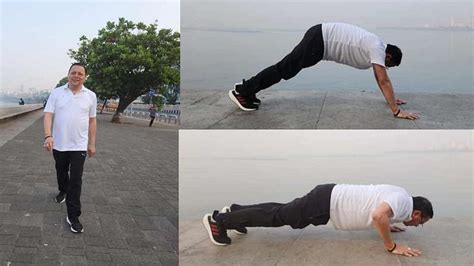 Uttarakhand Cm Dhami Doing Morning Walk In Mumbai Did Yoga Near Beach