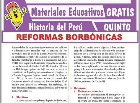 Reformas Borbónicas En El Perú Para Quinto Grado De Secundaria