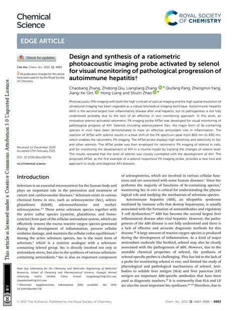Pdf Design And Synthesis Of A Ratiometric Photoacoustic Imaging Probe