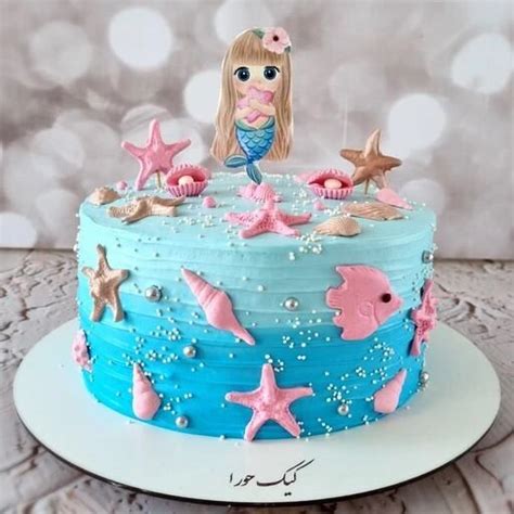 خرید و قیمت کیک پری دریایی کیک تولد خامه ای با فیلینگ مخصوص ارسال با اسنپ پس کرایه ترب