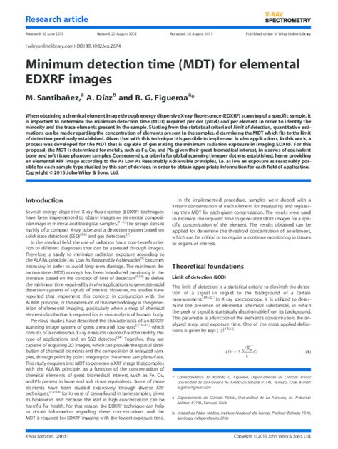 Pdf Minimum Detection Time Mdt For Elemental Edxrf Images