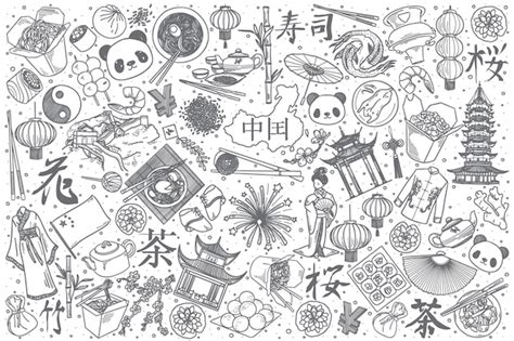 Premium Vector Hand Drawn China Doodle Set