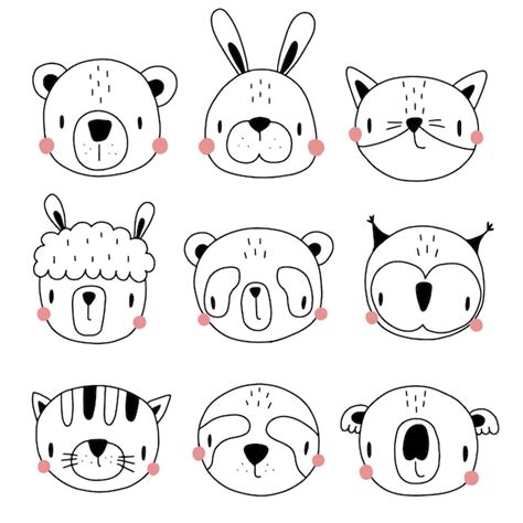 Premium Vector Set Of Cute Animal Heads Cartoon Zoo Collection Of