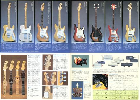 Каталог Aria Pro II октябрь 1976 года (электрогитары и бас-гитары)