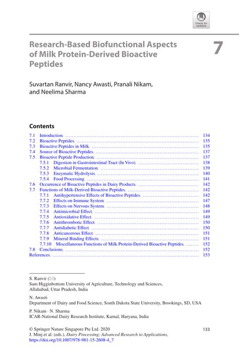 Pdf Research Based Biofunctional Aspects Of Milk Protein Derived Bioactive Peptides