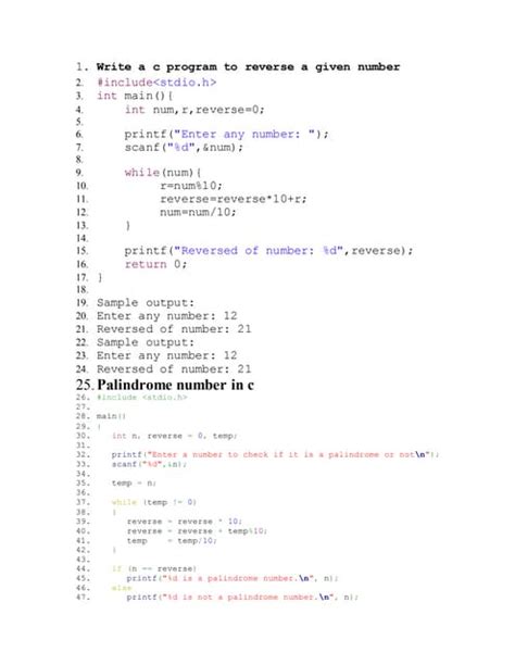 Practical Write A C Program To Reverse A Given Number Docx