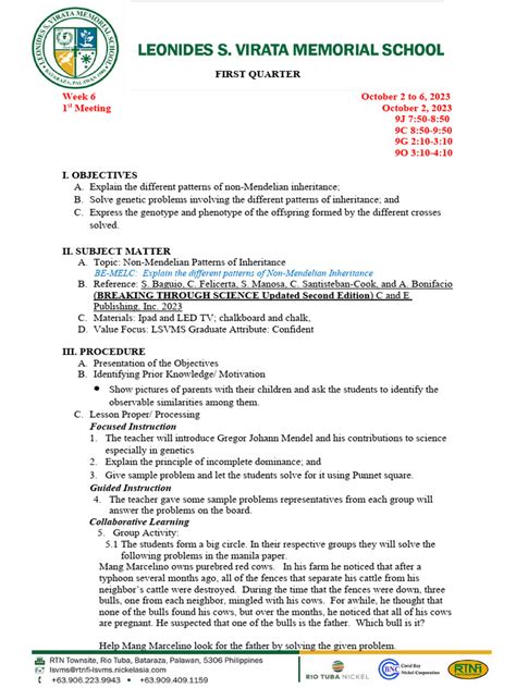 9 Week 1 6 Pdf Biology Genetics