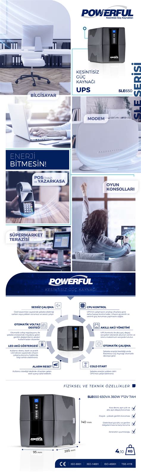 Powerful Sle 650 650va Line Interactive Ups Kesintisiz Güç Fiyatı