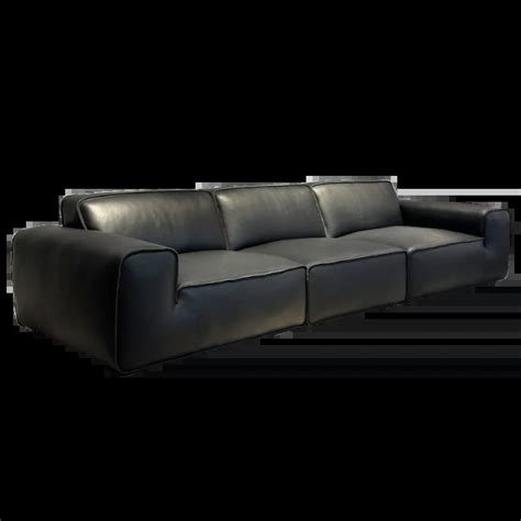 Elegant Black Leather Sofa With Low Profile Design