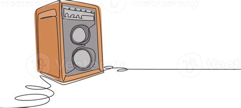 Single Continuous Line Drawing Sound Speaker In Wooden Body Music