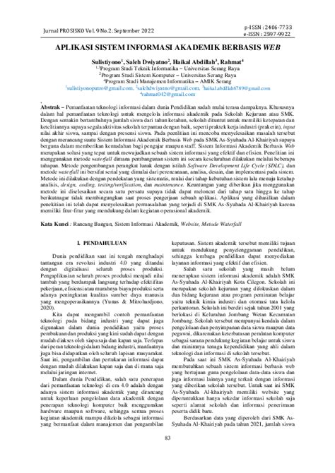 Pdf Aplikasi Sistem Informasi Akademik Berbasis Web