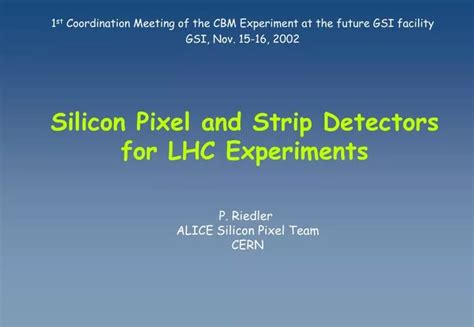 PPT Silicon Pixel And Strip Detectors For LHC Experiments PowerPoint Presentation ID