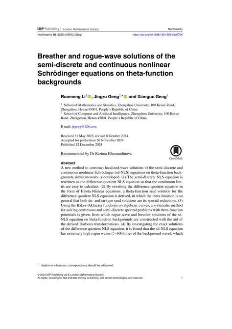 Breather And Rogue Wave Solutions Of The Semi Discrete And Continuous Nonlinear Schrödinger