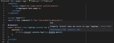 Vuejs Quasar Typescript Class Based Components Property Route Does Not Exist On Type
