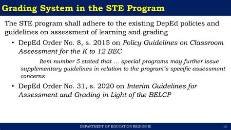 Policy Guidelines On The Implementation Of Ste Programclmd Roiii 1 1pdf