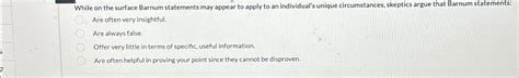 Solved While On The Surface Barnum Statements May Appear To