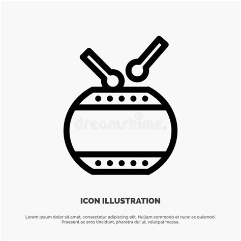 Drum Celebration China Chinese Vector Line Icon Stock Vector Illustration Of Festival Drum