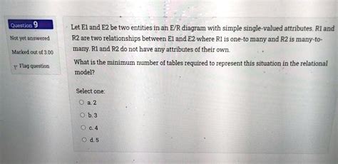 solved question 9 let el and e2 be two entities in an e r diagram with