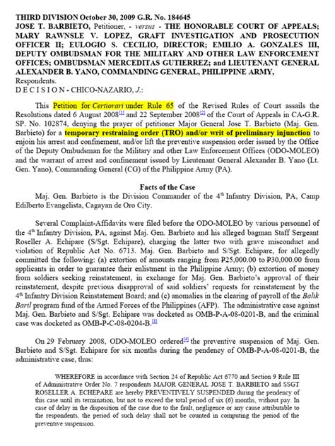 Temporary Restraining Order Tro And Or Writ Of Preliminary Injunction Pdf Injunction Appeal