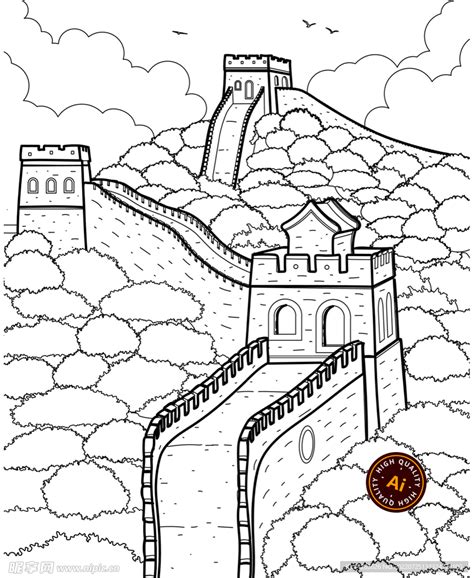 长城手绘横向长城手绘文秘苑图库