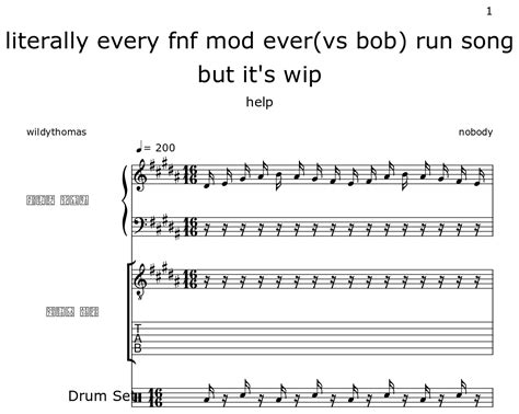 Literally Every Fnf Mod Evervs Bob Run Song But Its Wip Sheet