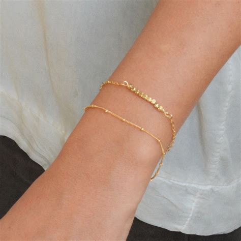Dainty Gold Bracelet Gold Satellite Bracelet Minimalist Bracele Avnis