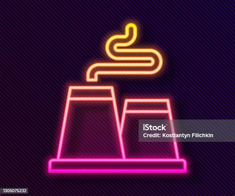 검은 색 배경에 격리 된 빛나는 네온 라인 공장 아이콘 산업 건물 벡터 개념에 대한 스톡 벡터 아트 및 기타 이미지 개념 건설 산업 건축 Istock