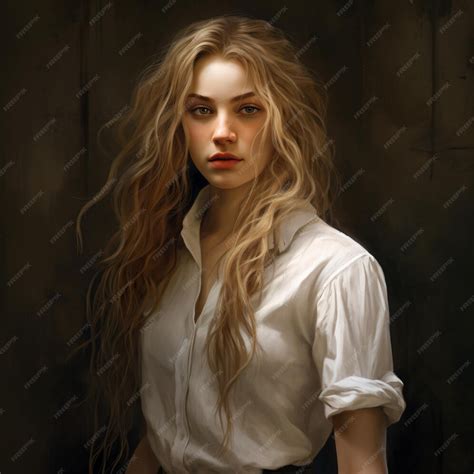 Premium Ai Image A Woman With Long Hair Wearing A White Shirt