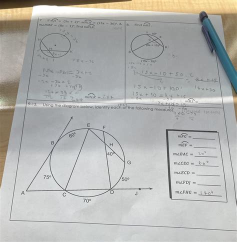 Grade 9 Geometry Angles Of Circle I Am Confused On How To Do