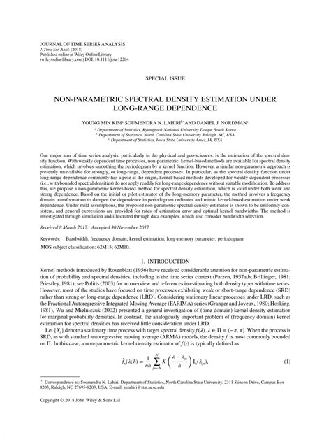 Pdf Non‐parametric Spectral Density Estimation Under Long‐range
