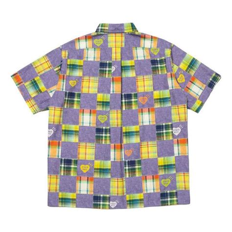 Human Made Patchwork Print Shirt Blue Hm25sh013 Kicks Crew