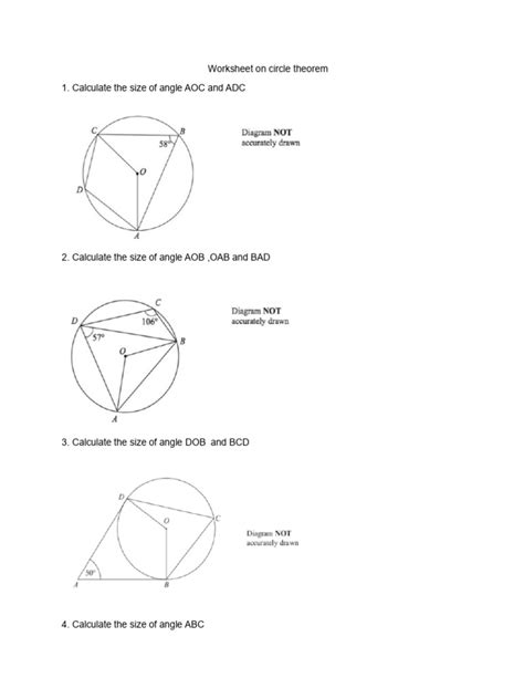 1 Worksheet On Circle Theorem Pdf