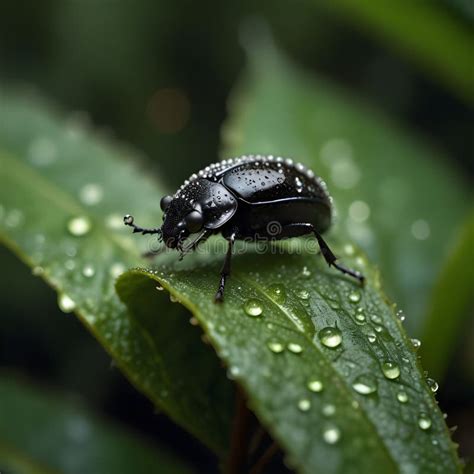 The Tiny World Of Beetle Macro And Micro Photography With Dew Stock