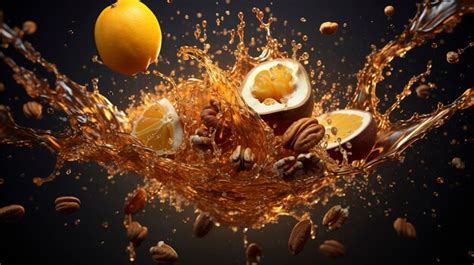 Premium Ai Image Luscious Okari Nut Juice Splash