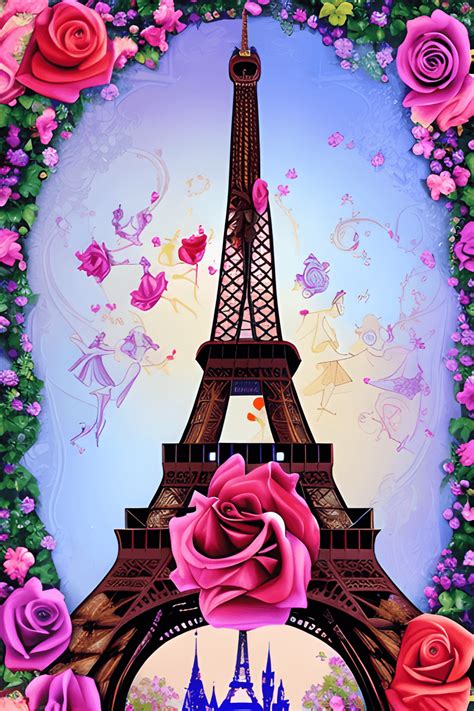 Beautiful 4k Eiffel Tower In Disney Princess Style · Creative Fabrica