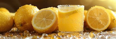 Freshly Squeezed Lemon Juice with Lemons on a Wooden Table in Warm Afternoon Sunlight Stock ...